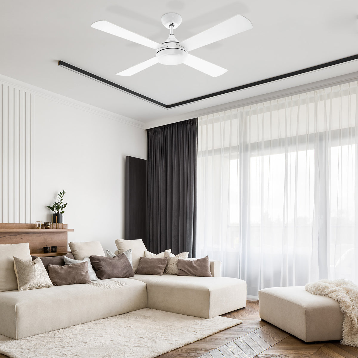Arlec Boston White 4-Blades 130cm Grid Connect Smart DC Ceiling Fan wi