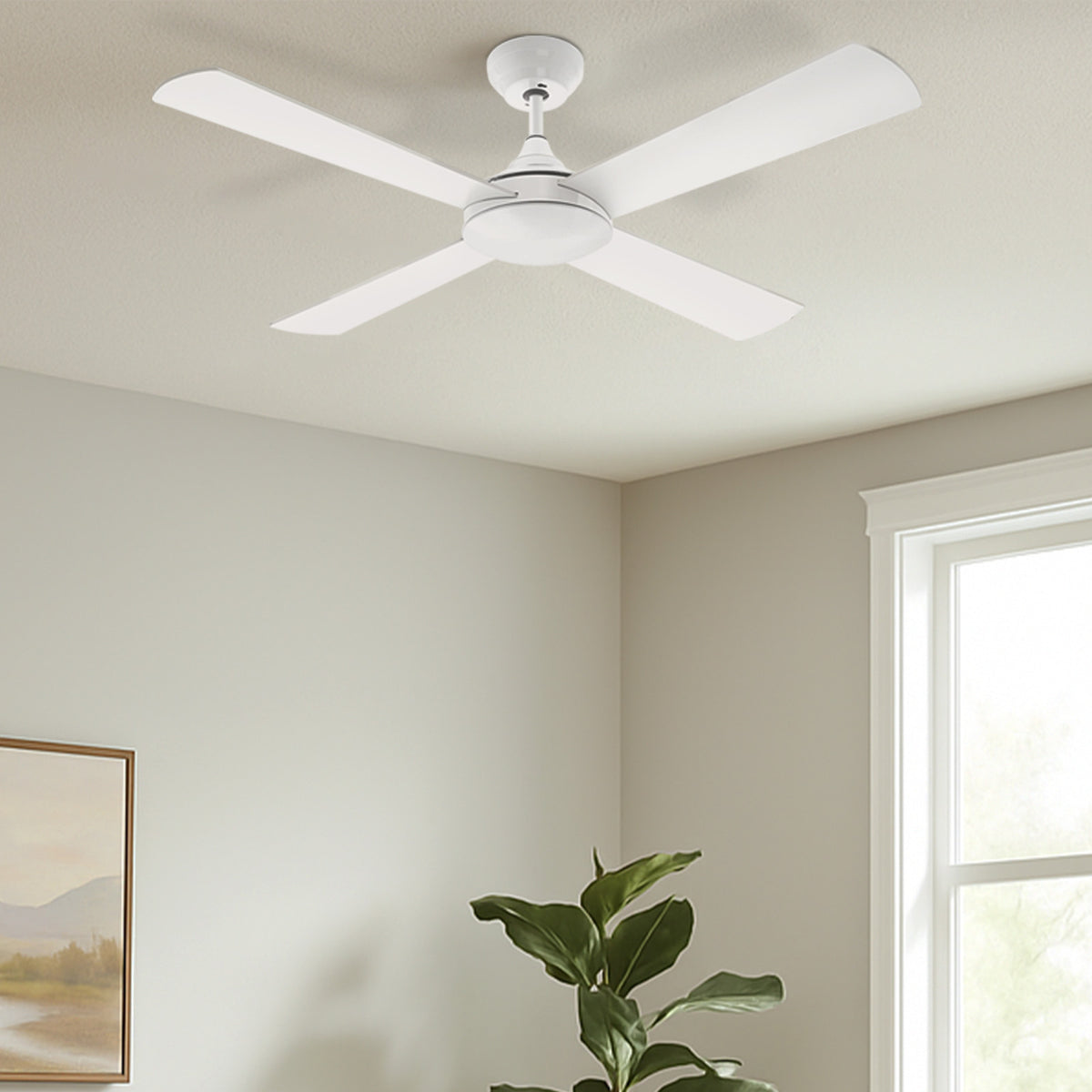 Arlec Boston II White 4-Blades 130cm Grid Connect Smart DC Ceiling Fan