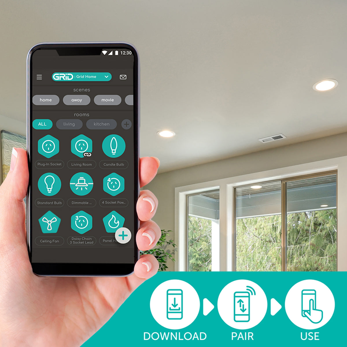 Arlec White 540lm Grid Connect Smart LED Downlight with Flushed Lens