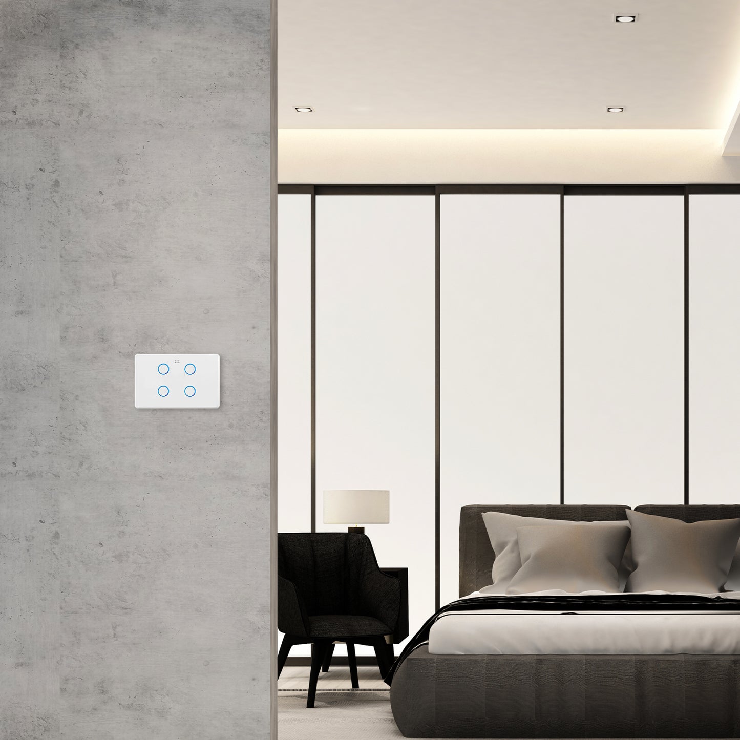 DETA Gloss White Grid Connect Smart Quad Gang Touch Light Switch