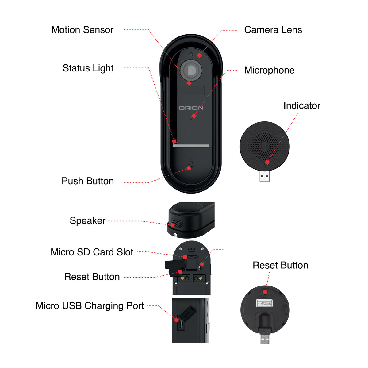 Orion Grid Connect Smart 2K-Pro Rechargeable Video Doorbell Camera wit