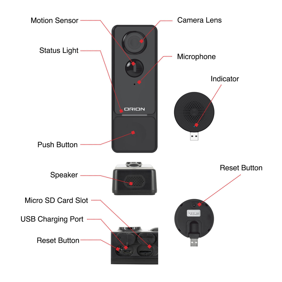 Orion Grid Connect Smart Rechargeable Video Doorbell Camera with Chime